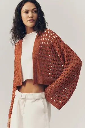 Anthropologie Crochet Cardigan - Rust