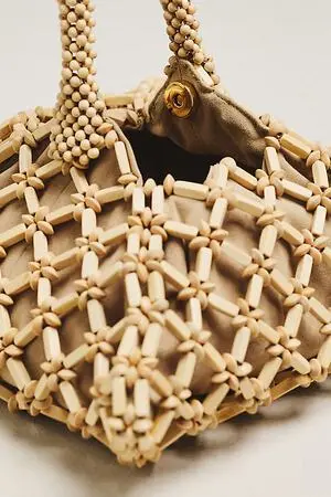 ARANAZ Fortuna Wood Beaded Handbag