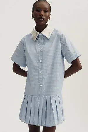 Anthropologie Maude Club Dalton Pleated Mini Shirtdress