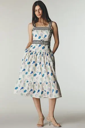 MAUDE CLUB Cotton Belted Midi Dress