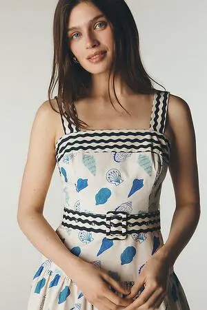 MAUDE CLUB Cotton Belted Midi Dress