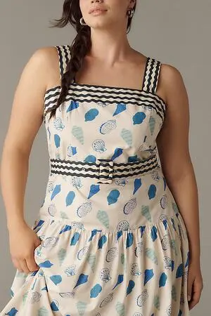 MAUDE CLUB Cotton Belted Midi Dress