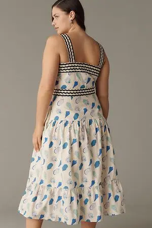 MAUDE CLUB Cotton Belted Midi Dress