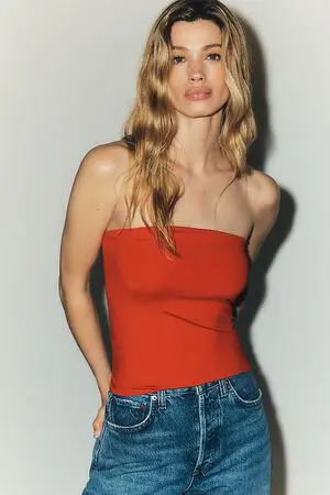 Anthropologie Classic Strapless Tube Top - Red