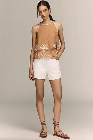 Anthropologie Embroidered Cotton Swing Tank Top