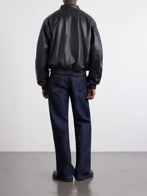 424 Leather Bomber Jacket - Black