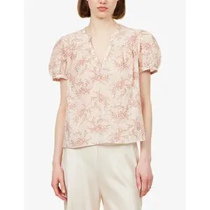 Paige Floral Cotton V-neck Top