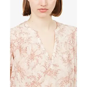 Paige Floral Cotton V-neck Top
