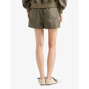 Prada Cotton Poplin Shorts With Enamelled Triangle Logo - Green