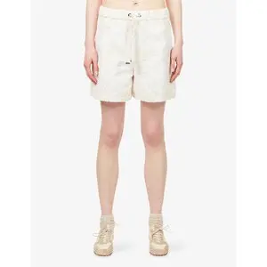 Moncler Graphic Embroidered Cotton Shorts - Light Beige