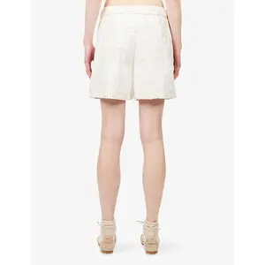 Moncler Graphic Embroidered Cotton Shorts - Light Beige