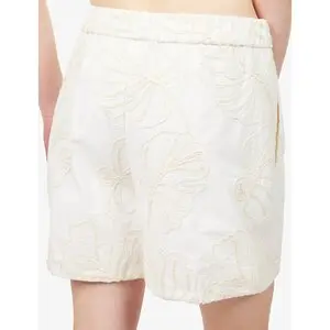 Moncler Graphic Embroidered Cotton Shorts - Light Beige