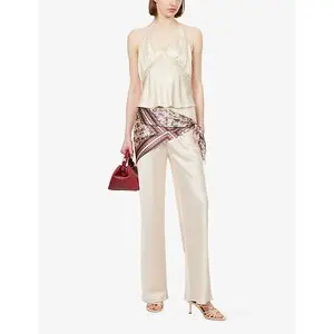 REFORMATION Gale Detachable-scarf Satin Trousers