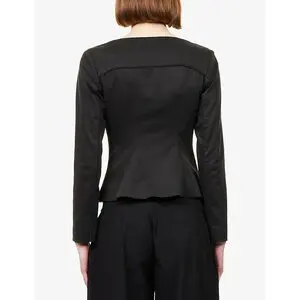 PEACHY DEN Bardot Boat-neck Woven Top