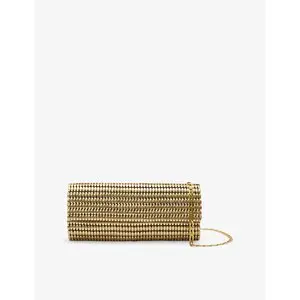 REISS Beaded Clutch Bag With Chain Strap - Gold