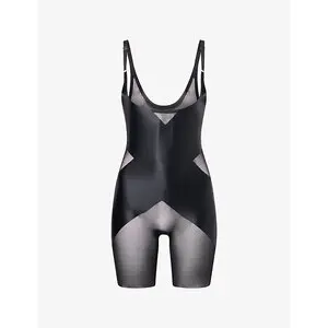 Spanx Shape™ Satin-x™ Open-bust Mid-thigh Bodysuit - Very Black
