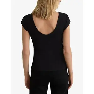 REISS Serena Scoop-back Stretch-cotton Top