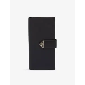 Prada Large Saffiano And Smooth Leather Wallet - Black