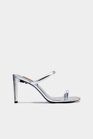 SIMONMILLER Metallic Pipe Heel Sandals - Silver