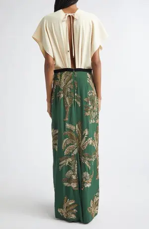 Johanna Ortiz Night Steps Plunge Neck Maxi Dress