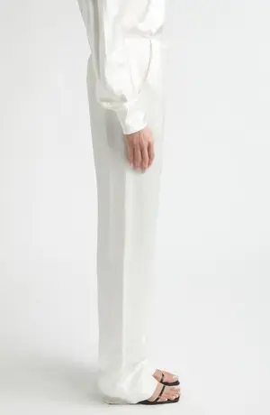 TOTEME Easy Raw Edge Straight Leg Trousers - White