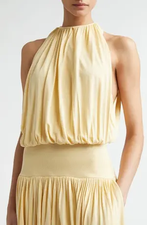 TOTEME Soft Gathered Midi Dress - Champagne
