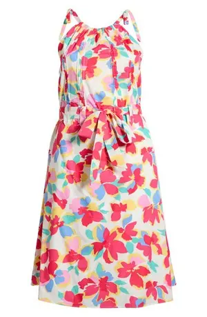 SUGARLIPS Floral Sleeveless Midi Dress With Belt