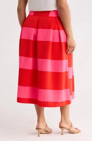 SUGARLIPS Lolli Stripe Pleated Midi Skirt