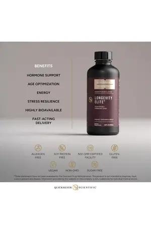 QUICKSILVER SCIENTIFIC Longevity Elite Liposomal Adaptogen And Pregnenolone Tonic