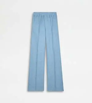 TOD'S High-waisted Linen Pants - Blue