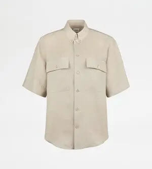 TOD'S Linen Short Sleeve Shirt - Beige