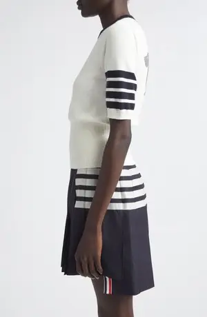 Thom Browne Hector Short Sleeve Sweater - White