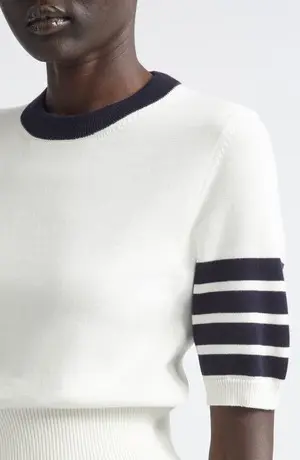 Thom Browne Hector Short Sleeve Sweater - White