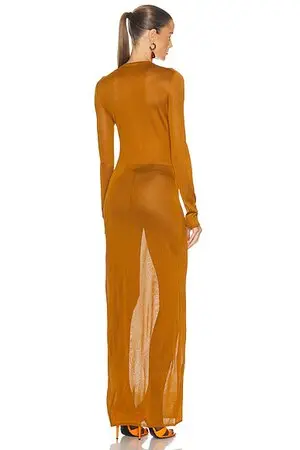 Saint Laurent Long Sleeve Maxi Dress - Curcuma