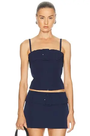 Sandy Liang Ahsoka Top - Navy