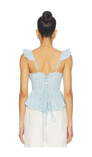 Astr The Label Baylin Seersucker Corset Top