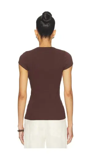 Enza Costa Textured Rib Cap Sleeve Crew