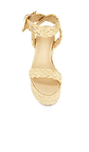Schutz Ayana Raffia Platform Sandals With Buckle Ankle Strap