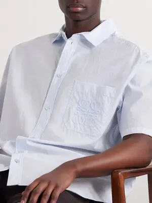 Loewe Paula's Ibiza Logo-embroidered Cotton-blend Shirt - Blue