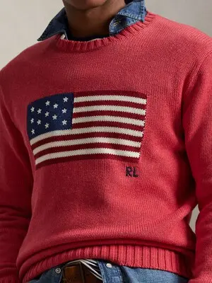 Polo Ralph Lauren Iconic Sweater With Flag Detail - Red