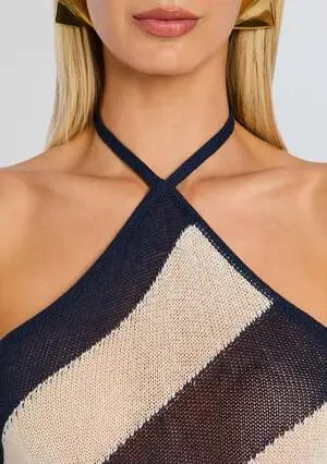 SEROYA Dree Knit Maxi Dress - Navy/eggshell