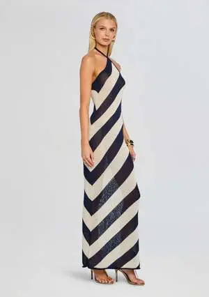 SEROYA Dree Knit Maxi Dress - Navy/eggshell