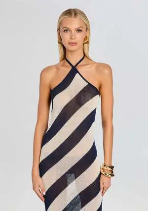 SEROYA Dree Knit Maxi Dress - Navy/eggshell