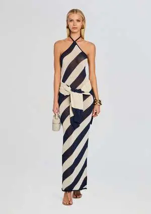SEROYA Dree Knit Maxi Dress - Navy/eggshell