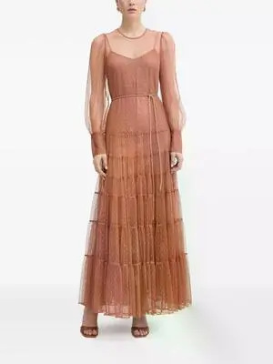 TWINSET Lace-overlaid Tiered Dress - Brown