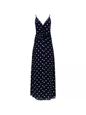 Baum Und Pferdgarten Atalia Polka-Dot Ruched Midi Dress Blue
