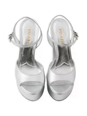 Prada Metallic Leather Platform Sandals