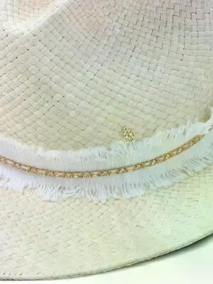MAISON MICHEL Austin Strass-embellished Hat - Neutrals