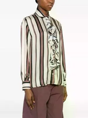 DIEGA Striped Shirt With Ruffle Detail