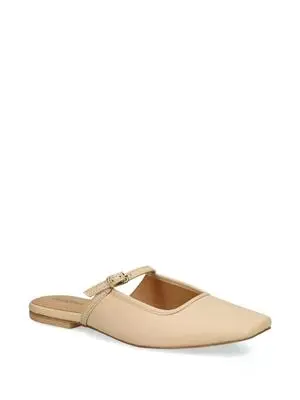 PSOPHIA Buckle-strap Square-toe Flat Mules